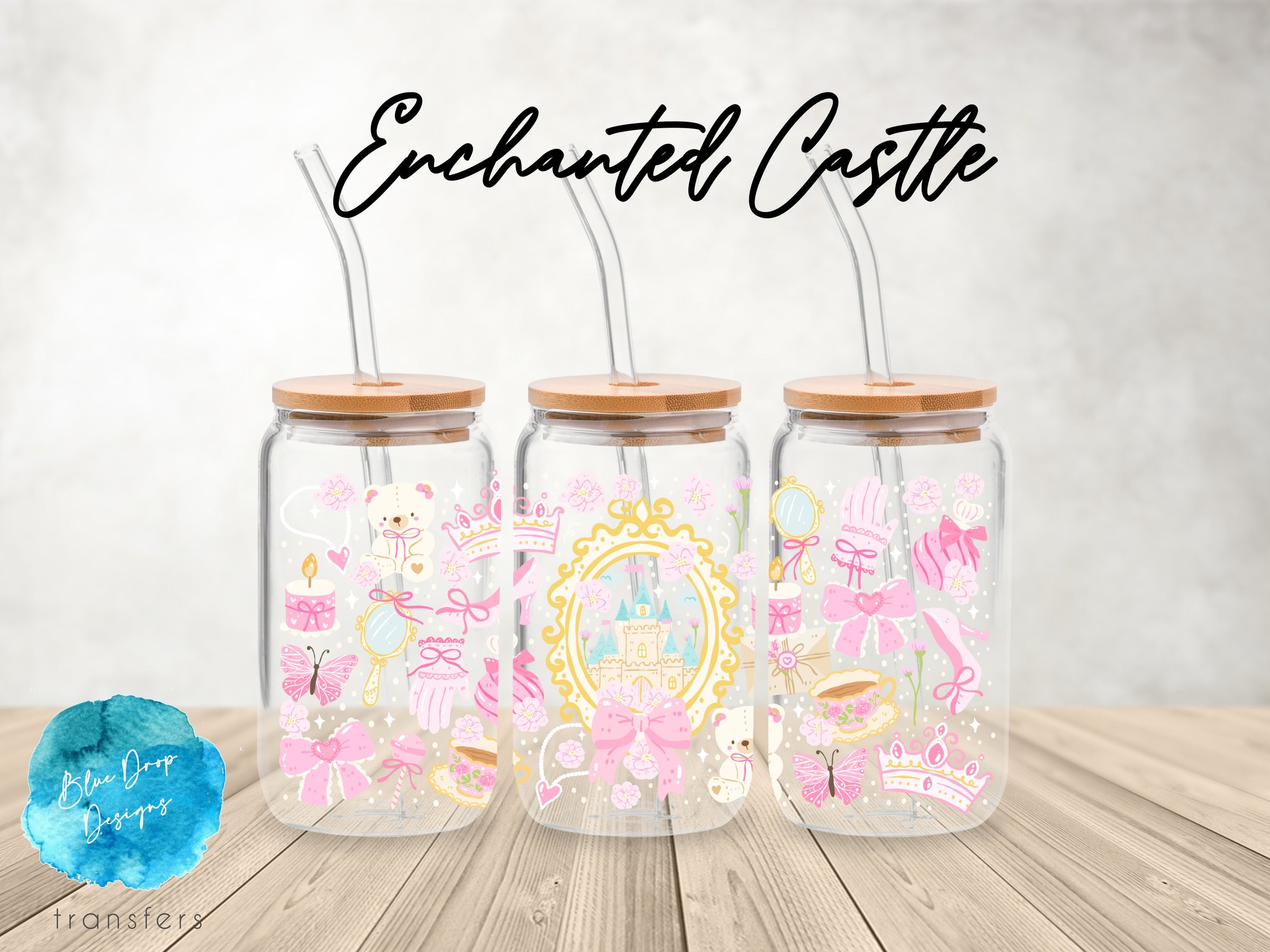 Enchanted Castle UV DTF Cup Wrap – Blue Drop Transfers