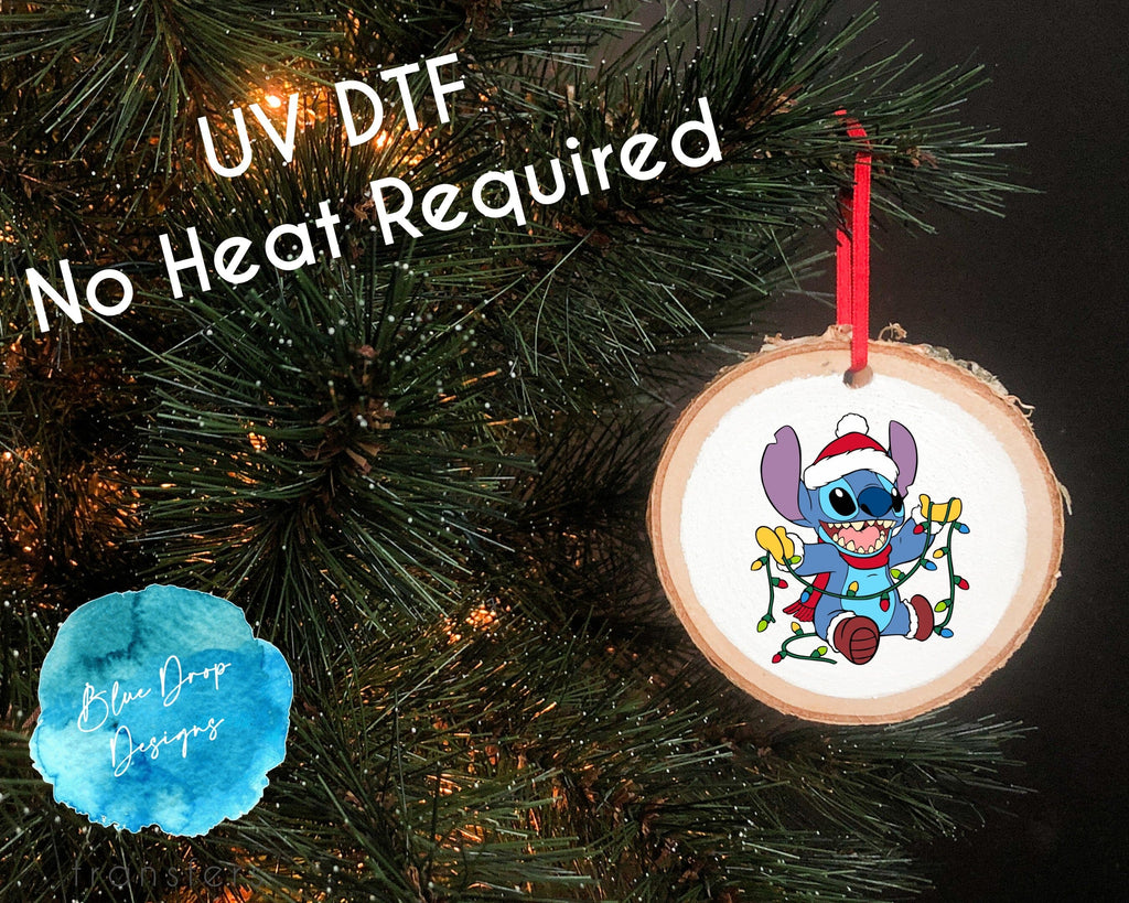 UV DTF Stitch Lights Christmas Ornament Transfer – Blue Drop Transfers