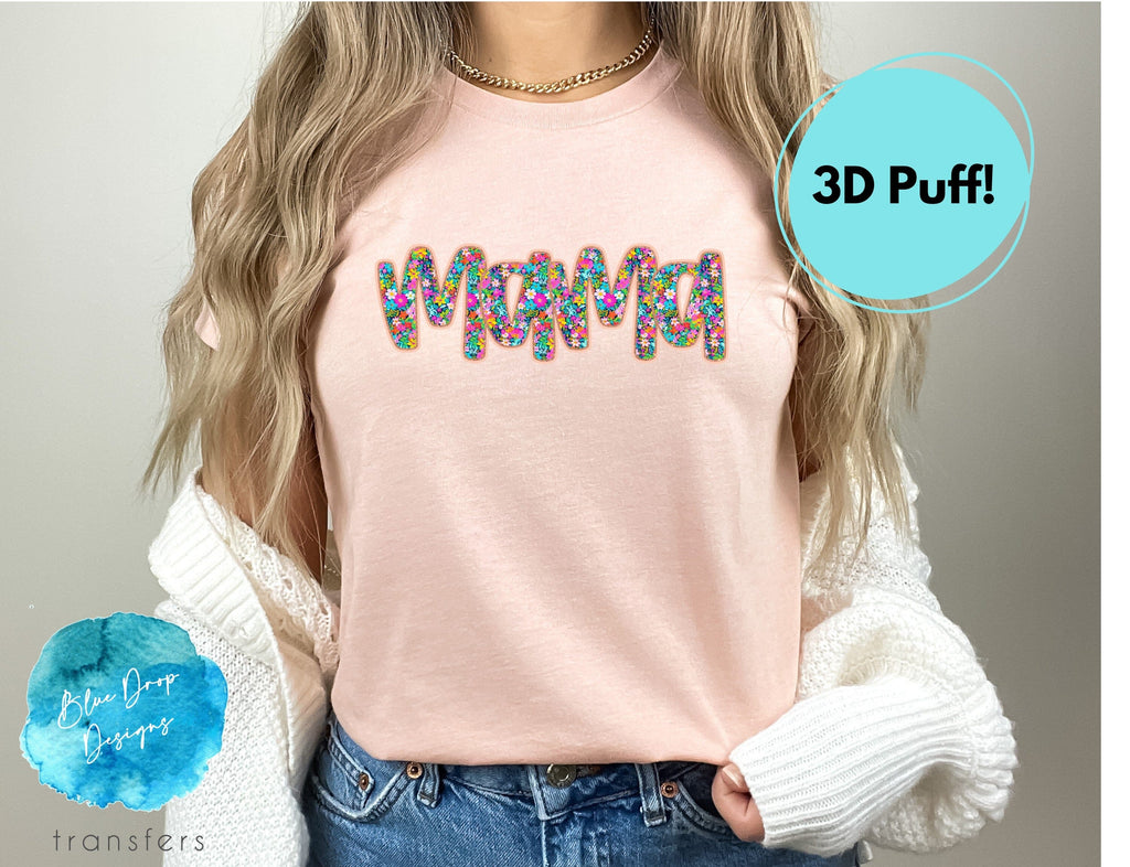 PUFF Mama Floral Transfer – Blue Drop Transfers