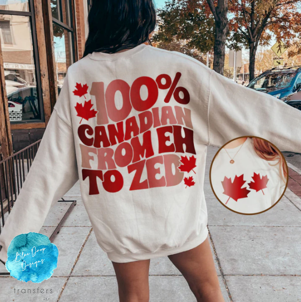 2 Piece 100% Canadian Full Colour Transfer – Blue Drop Transfers