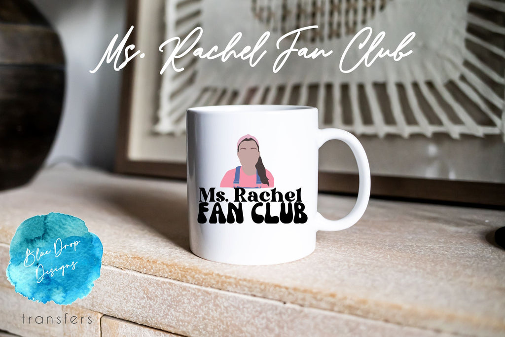 Ms Rachel Fan Club UV DTF Cup Wrap – Blue Drop Transfers