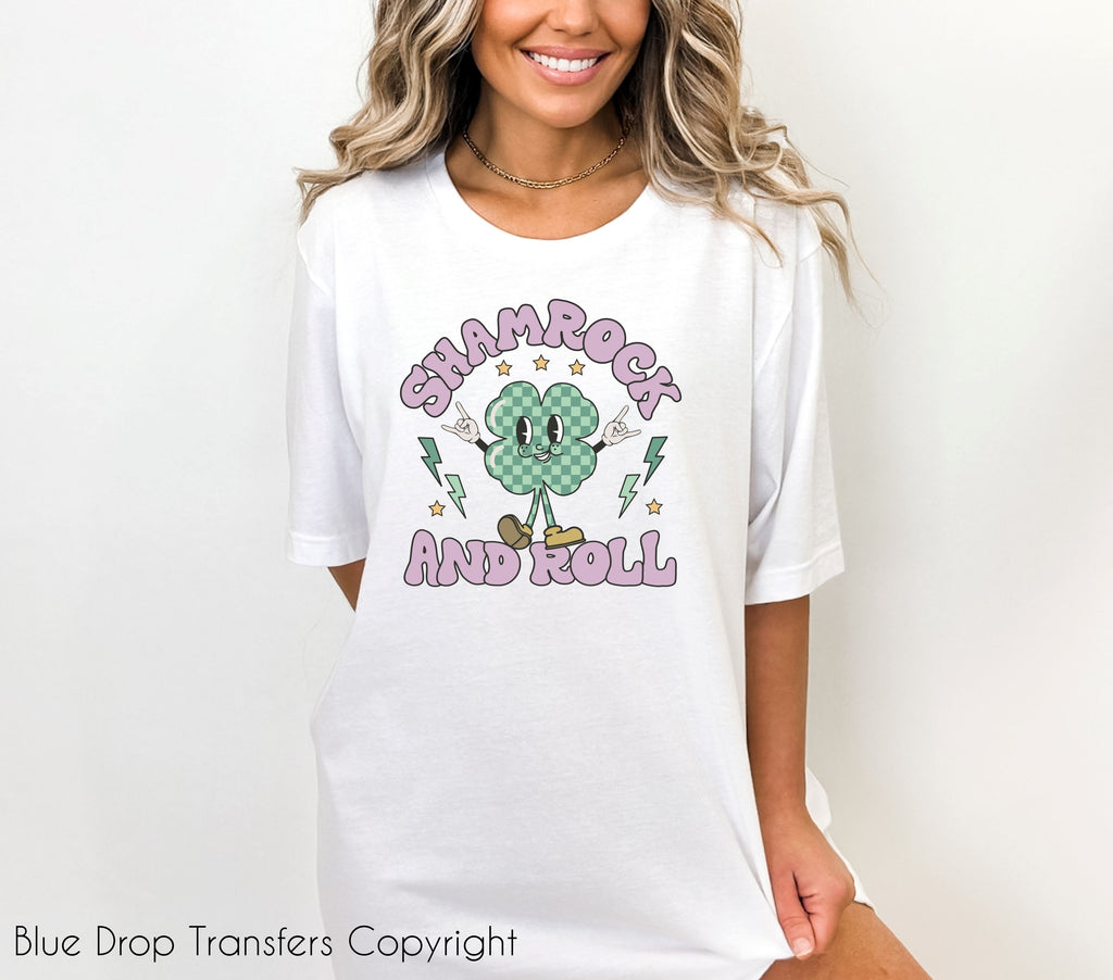 Shamrock and Roll Retro Full Colour Transfer – Blue Drop Transfers